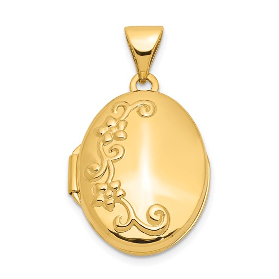 14kt Yellow Gold 17mm Floral Locket XL116 | Joy Jewelers