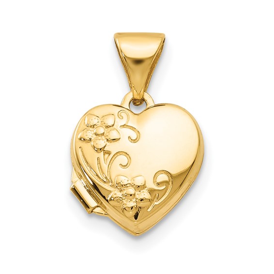 14kt Yellow Gold 10mm Floral Heart Locket XL62 | Joy Jewelers