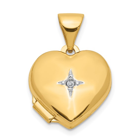 14kt Yellow Gold Heart with Diamond Locket 1/2in XL636 | Joy Jewelers