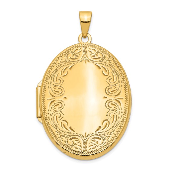 14kt Yellow Gold 1 1/4in Oval Fancy Scroll Locket XL644 | Joy Jewelers