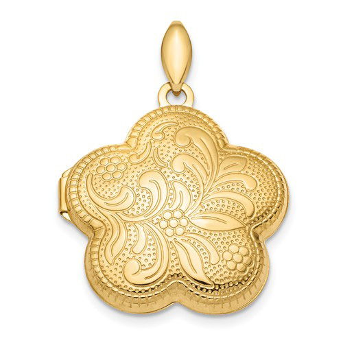 14kt Yellow Gold 7/8in Flower Locket XL727 | Joy Jewelers