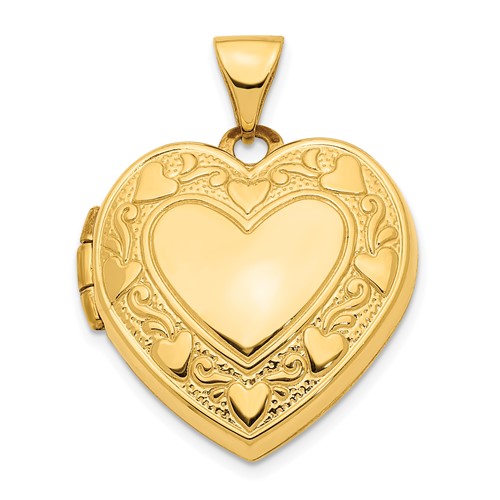 14 Yellow Gold Reversible Heart and Love Locket 3/4in XL747