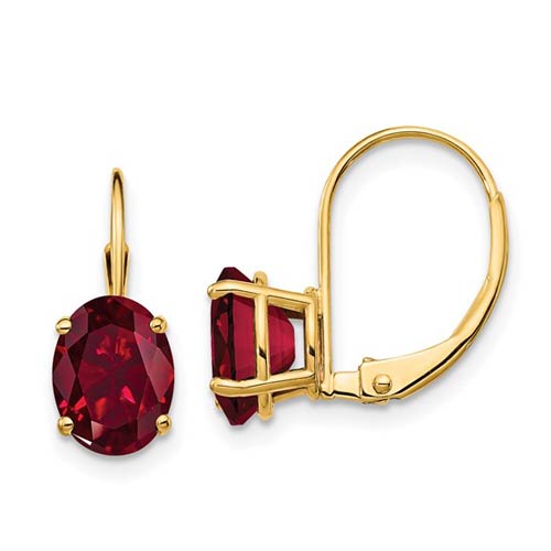 14k Yellow Gold 3.5 ct Oval Lab Created Ruby Leverback Earrings XLB116CR