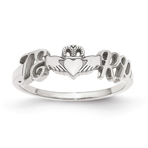 14kt White Gold Initials and Claddagh Designer Ring XNR77W