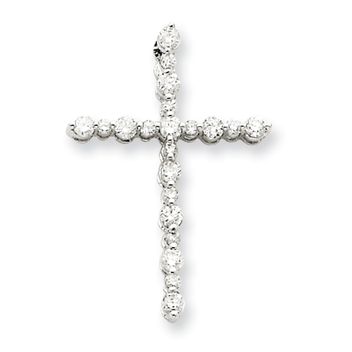 14kt White Gold 1in Diamond Slender Cross Pendant XP2532AA