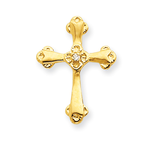 14kt Yellow Gold 3/4in Budded Cross Slide with Diamond Accent XP3401AA