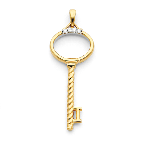 14kt Yellow Gold 1 3/4in Diamond Key Pendant XP3469AA | Joy Jewelers