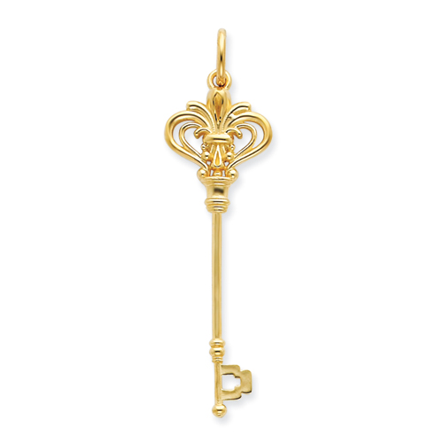 14kt Yellow Gold 1 3/4in Crown Key Pendant XP3494 | Joy Jewelers