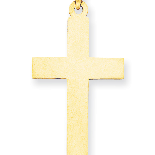 14k Yellow Gold Smooth Flat Cross Pendant 1 1/2in XR530 | Joy Jewelers
