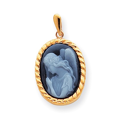 14kt Yellow Gold Guardian Angel Cameo with Rope Edges XU522