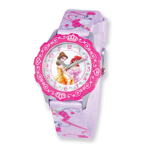 Disney Princess Belle Ariel Glitz Printed Band Tween Watch XWA4036