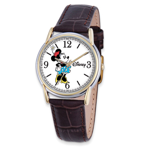 Brown Leather Strap Minnie Mouse Watch XWA4387 | Joy Jewelers