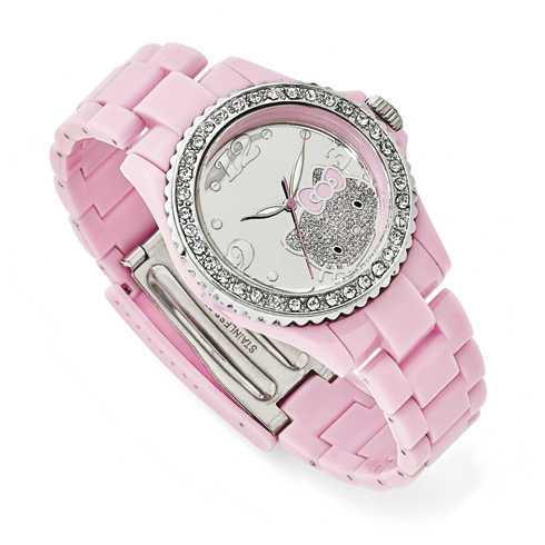 Hello Kitty Pink Acrylic Watch with Crystal Bezel XWA4470