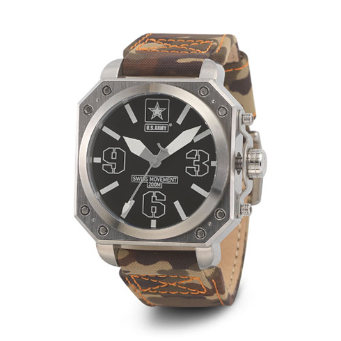 Wrist Armor US Army C4 Watch Black Dial with Camo Nylon Strap XWA4557