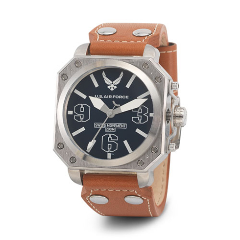 Wrist Armor US Air Force C4 Watch Blue Dial with Brown Leather Strap ...