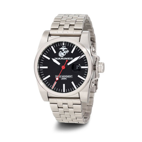 Wrist Armor US Marines C1 Stainless Steel Black Swiss Quartz Watch XWA4613