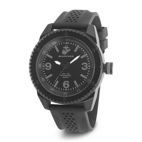 Wrist Armor US Marines C20 Stealth Dial Watch Black Rubber Strap XWA4615