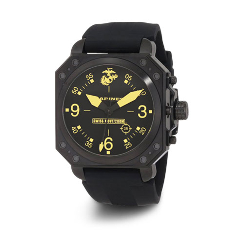 Wrist Armor US Marines C4 Black Dial Rubber Strap Swiss Quartz Watch ...