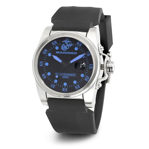Wrist Armor US Marines C1 Black Dial Rubber Strap Swiss Quartz Watch ...
