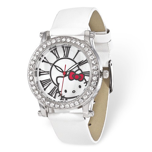 Hello Kitty White Crystal Bezel Roman Numerals Watch XWA4653