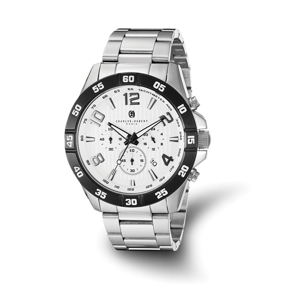 Charles Hubert Mens Stainless Steel White Dia Chronograph Watch XWA4805