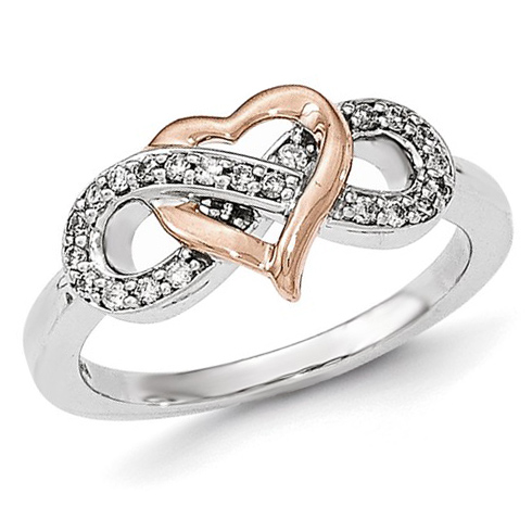 14kt Two-tone Gold 1/6 ct Diamond Heart Infinity Ring RM5732-016-WRA