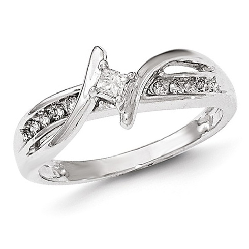 14kt White Gold 1/5 ct Square Diamond Promise Ring Y13059AA