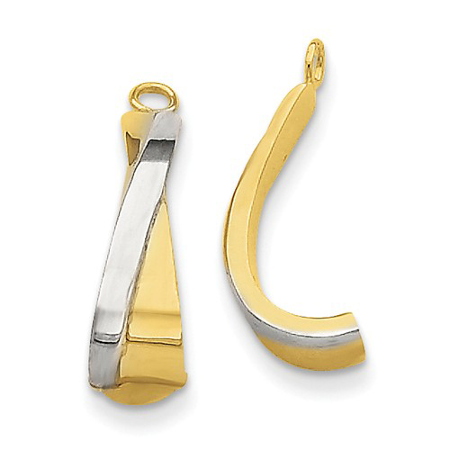 14kt Two-tone Gold 3/4in J Hoop Earring Jackets YE1494 | Joy Jewelers