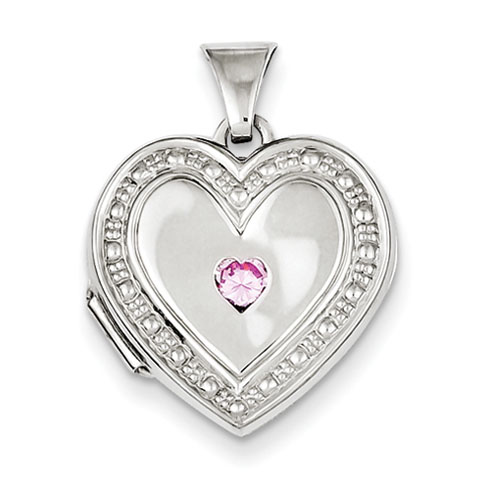 3/4in Pink CZ Heart Locket QLS91 | Joy Jewelers