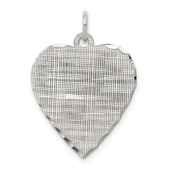 Sterling Silver Engravable Heart Patterned Pendant 7/8in QM478/18