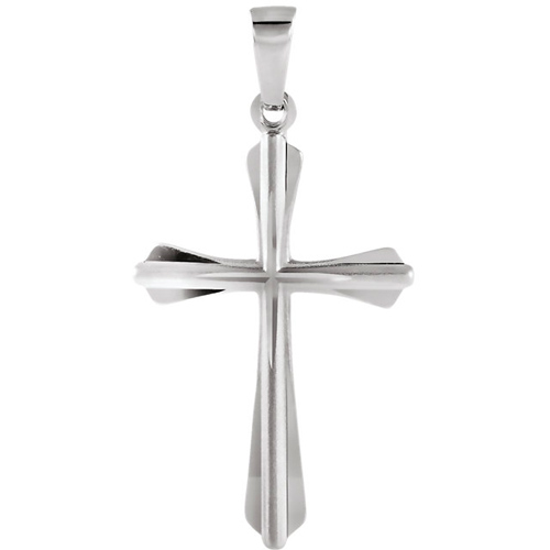 14k White Gold 1in Tapered Cross Pendant JJR16033W | Joy Jewelers