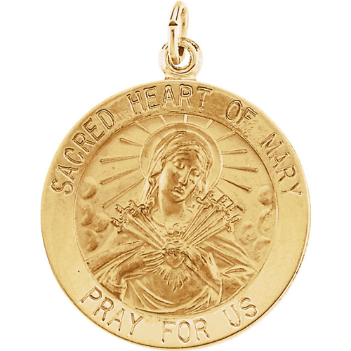 14kt Yellow Gold 22mm Sacred Heart of Mary Medal JJR16363_22