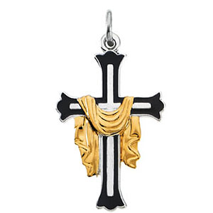 Sterling Silver Enamel Cross with Robe 1in JJR41437 | Joy Jewelers