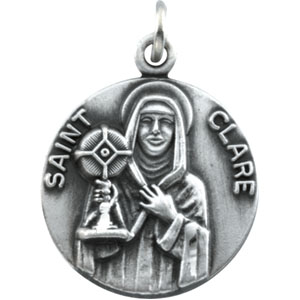 Sterling Silver St. Clare Medal 18mm & Chain JJR41759_SS