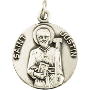 Sterling Silver St. Justin Medal 18mm & Chain JJR41799_SS