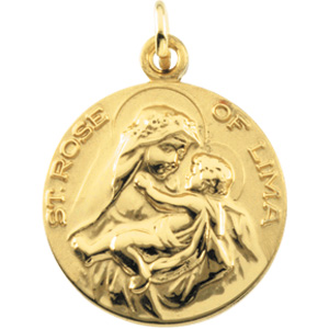 14kt Yellow Gold 18mm St. Rose Medal JJR45031_14K | Joy Jewelers