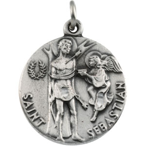St. Sebastian Medal 18mm & 18in Chain - Sterling Silver JJR45033SS