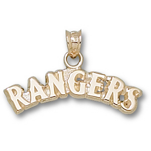 14kt Yellow Gold 1/4in Texas Rangers Arched Team Pendant RAN001