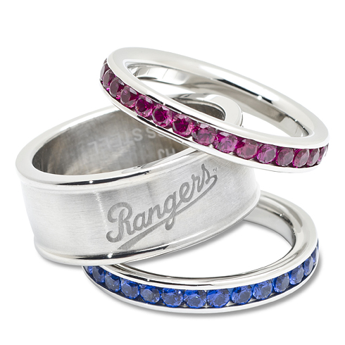 Texas Rangers Team Logo Crystal Stacked Ring Set RAN035CR
