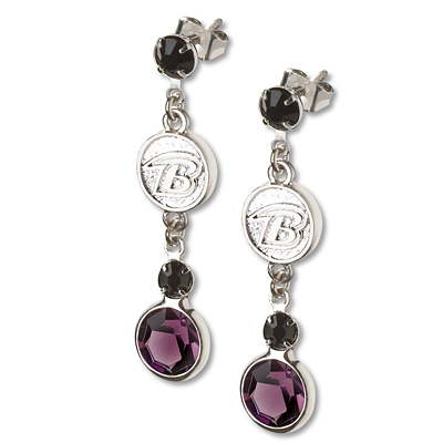 Baltimore Ravens Crystal Logo Earrings RAV065ER-CR | Joy Jewelers