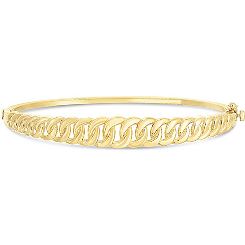 14k Yellow Gold Graduated Curb Chain Link Bangle Bracelet JJBG3539-07
