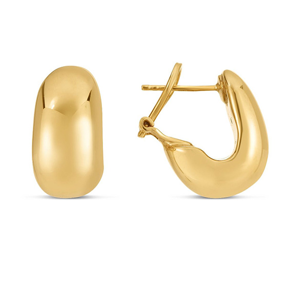 14k Yellow Gold Puffed Omega Hoop Earrings 3/4in JJE14989