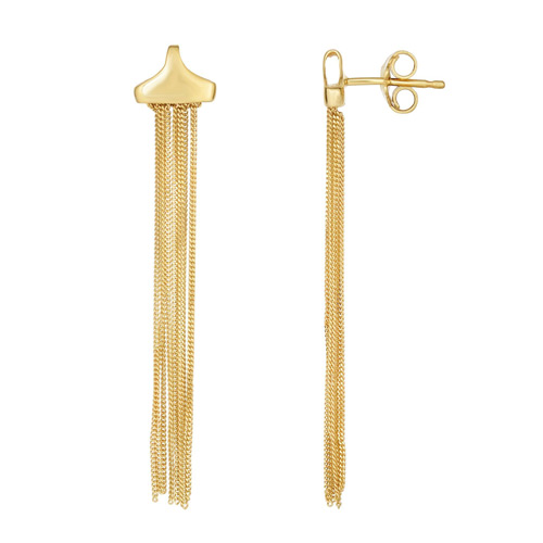 14k Yellow Gold Shoulder Duster Multi Chain Drop Earrings 1.75in JJER4336