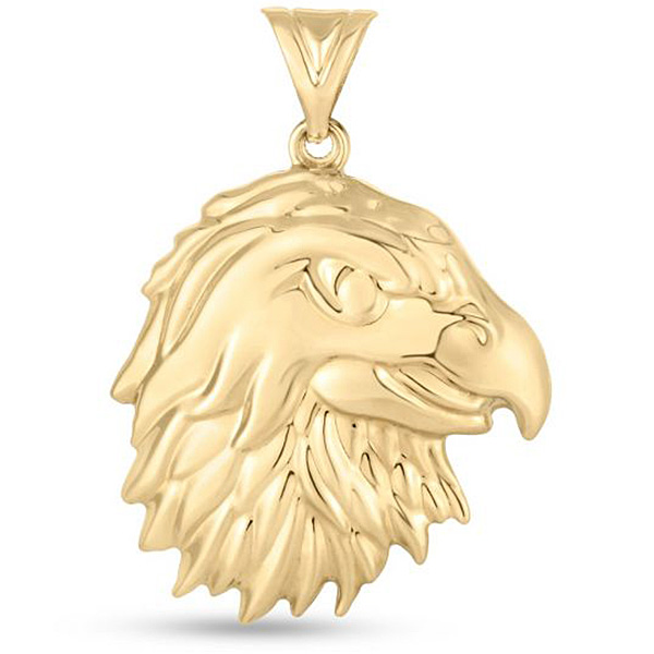14k Yellow Gold Eagle Head Pendant 1 3/8in JJPD3583 | Joy Jewelers