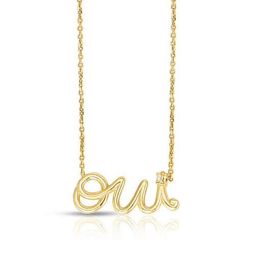 14k Yellow Gold Diamond Oui Necklace JJRC12749-18 | Joy Jewelers