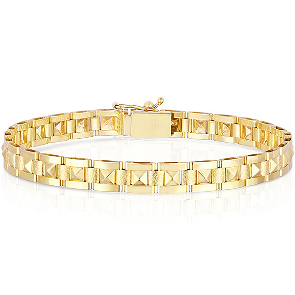 14k Yellow Gold Pyramid Bracelet 7in JJRC14057-07 | Joy Jewelers
