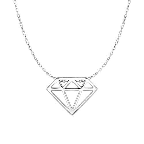 14k White Gold Open Diamond Shape Necklace 71-0563KCNW | Joy Jewelers