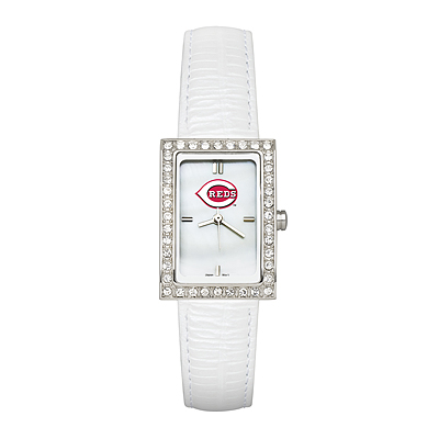 Cincinnati Reds Ladies Allure Watch White Leather Strap RDS132