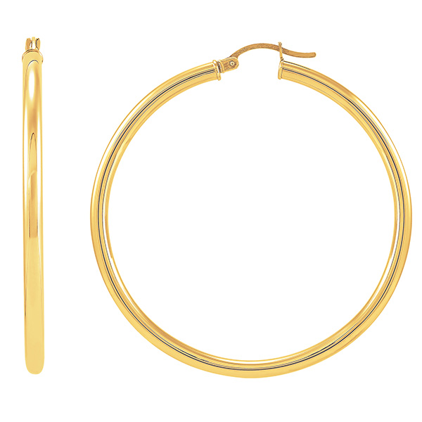 14k Yellow Gold Classic Round Tube Hoop Earrings 2in RI-FRE065293Y50