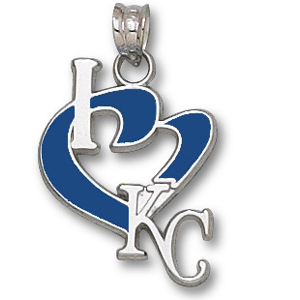Sterling Silver 3/4in Kansas City Royals Heart Enamel Pendant ROY009E-SS